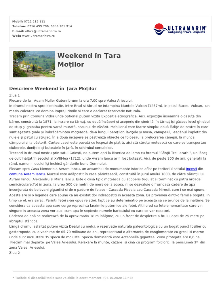Weekend în Țara Moților | PDF