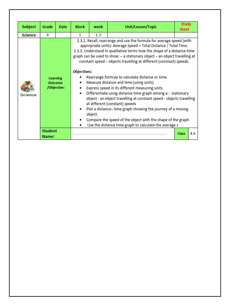 Grade8 - Science - B1 - W1 - WorkSheet - 1 | PDF