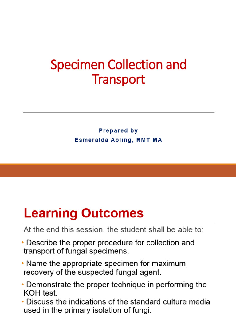 Specimen Collection and Transport | PDF