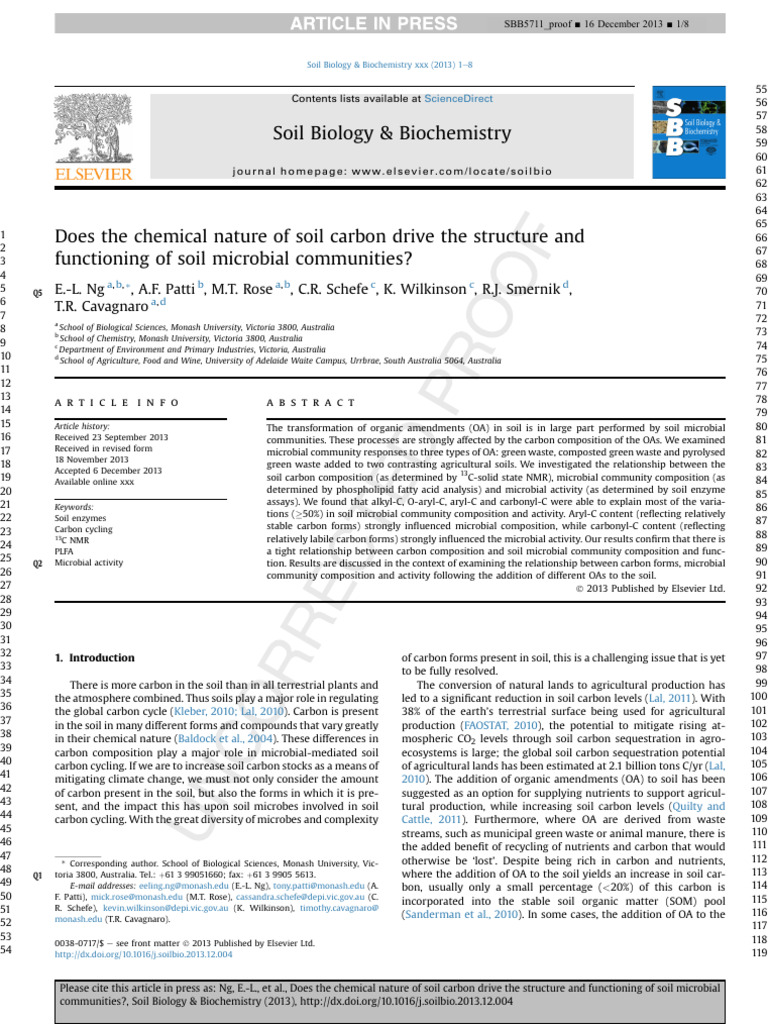 Does The Chemical Nature of Soil Carbon Drive The Structure and Functioning of Soil Microbial ...