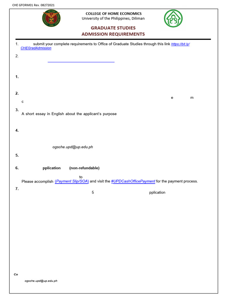 CHE GFORM01 Graduate Application Form Revised Online | PDF