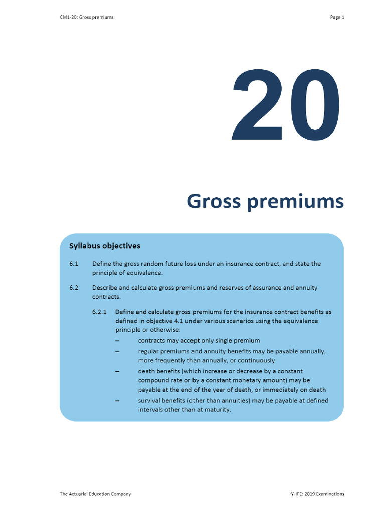 Gross Premiums | PDF