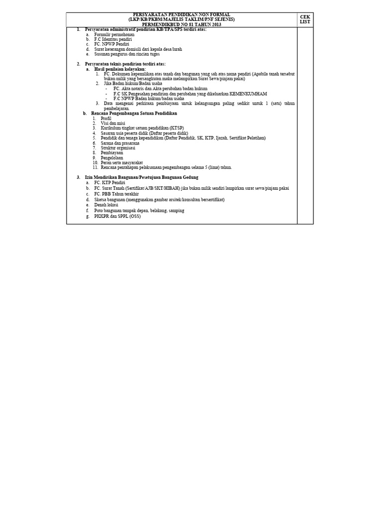 Syarat Non Formal Dan Contoh Dokumen Proposal | PDF | Karier & Perkembangan