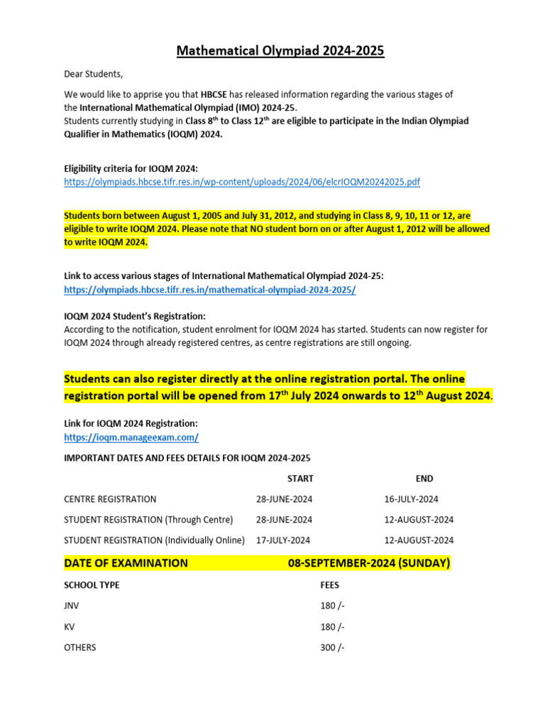 Mathematical Olympiad 2024-25 | PDF