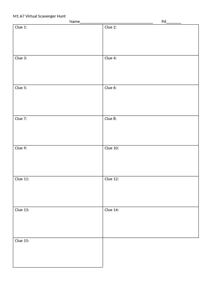 A7 Scavenger Hunt Student Answers | PDF