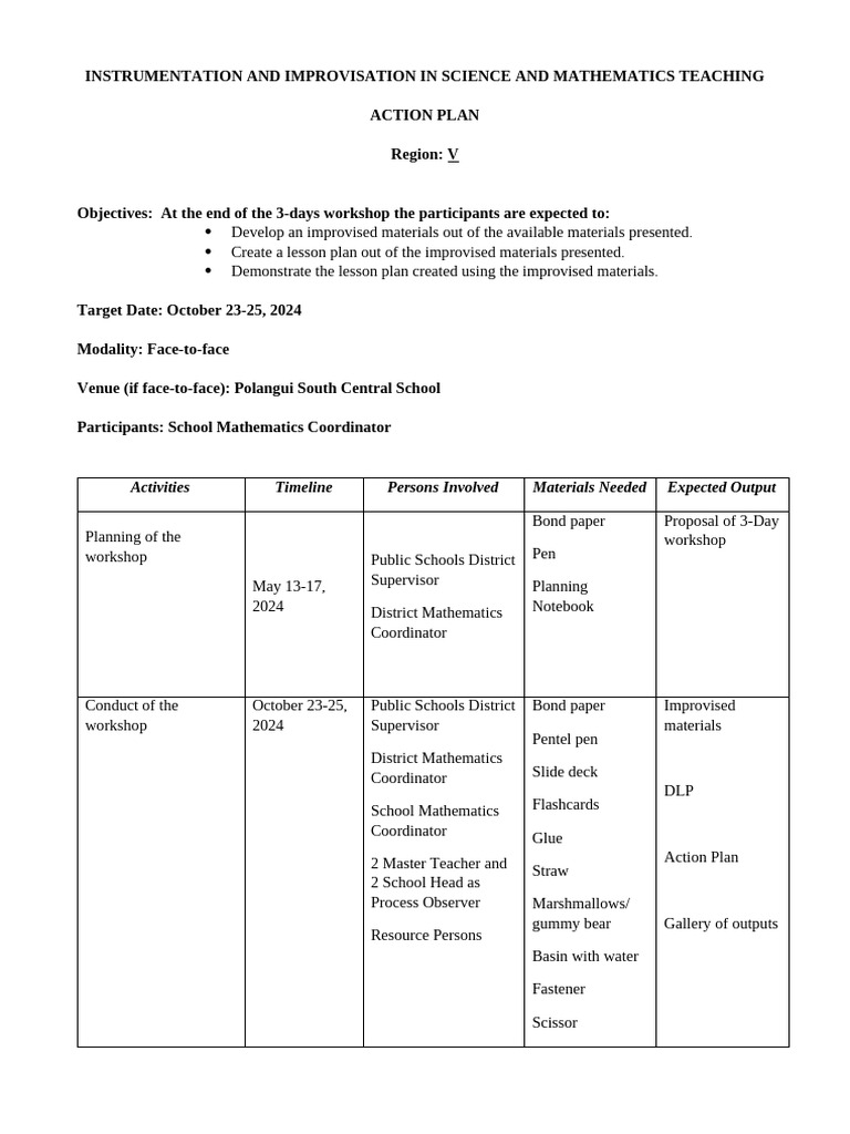 ACTION PLAN TEMPLATE Mine | PDF
