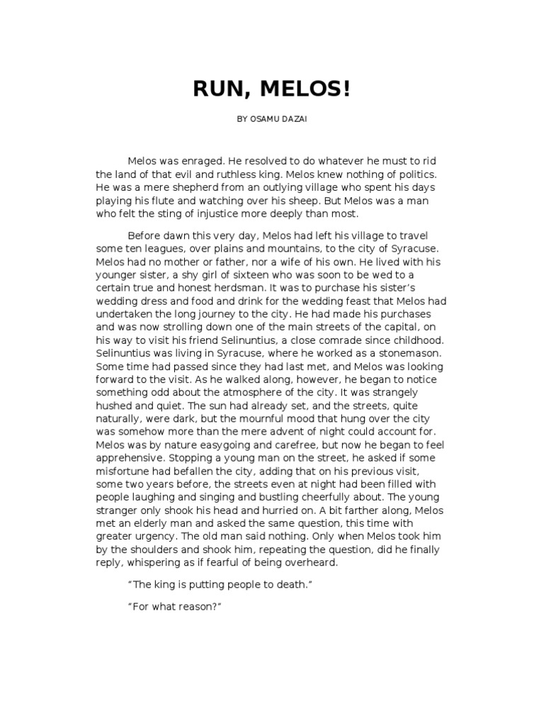 Dazai, Osamu - Run, Melos! | PDF
