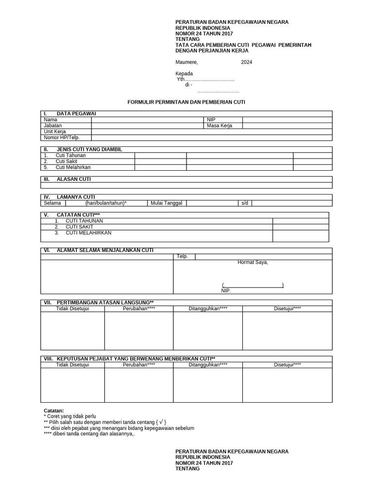Format Permohonan Cuti P3K | PDF
