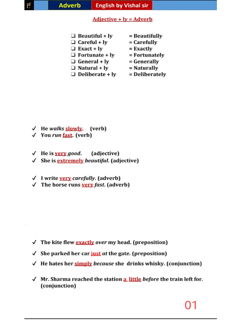 Adverb Class Notes | PDF