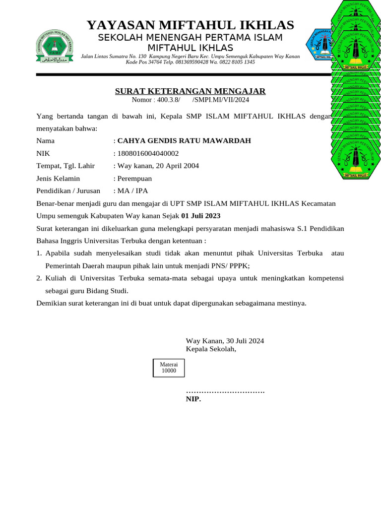 Format Contoh SKM | PDF