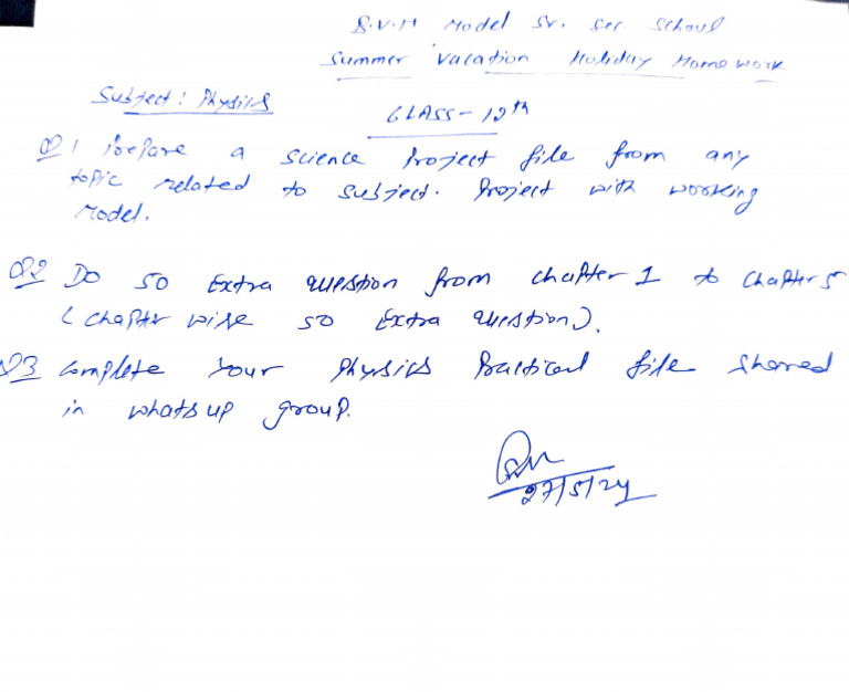 12th BVM physics holiday homework | PDF