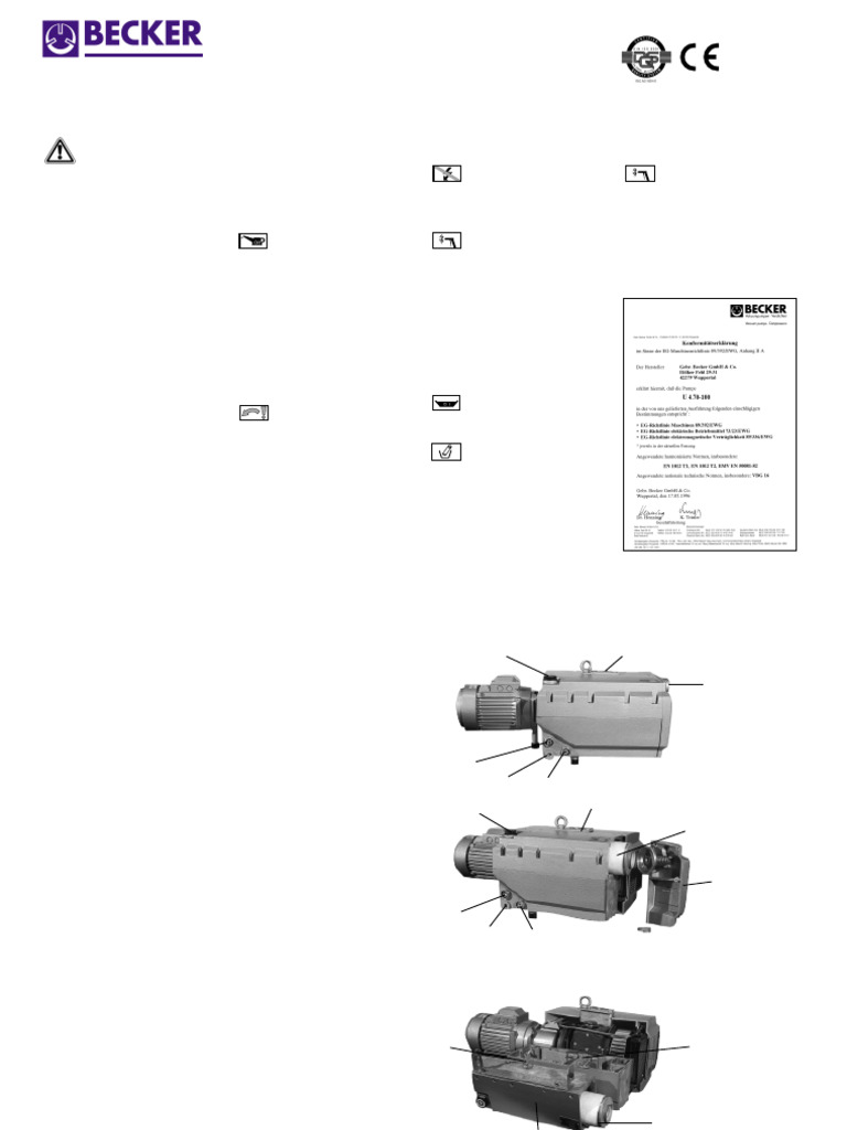 Becker Pump Operating Instructions | PDF | Pump | Technology & Engineering