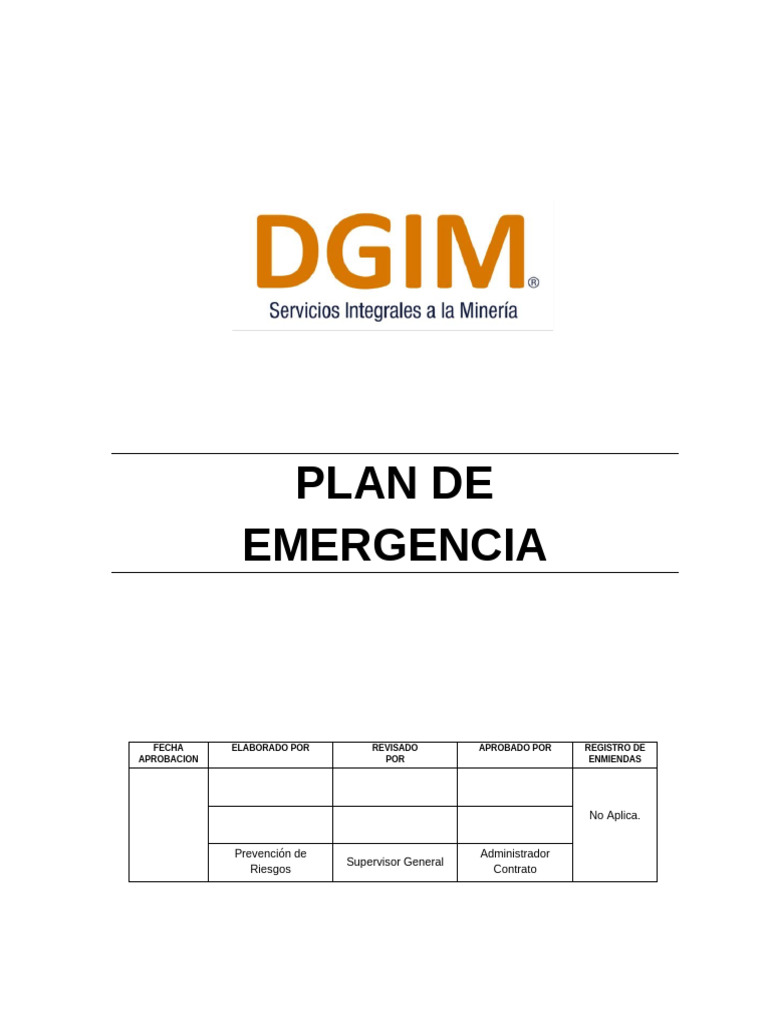 DGIM-DPR-PGM-002 Plan de Emergencias Centinela Oxido | PDF