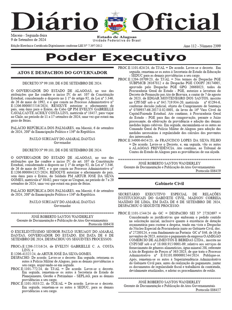 Poder Executivo: Atos E Despachos Do Governador | PDF