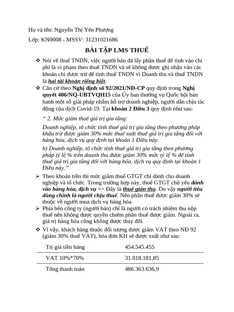 Bai Tap Lms Thue | PDF | Social Science