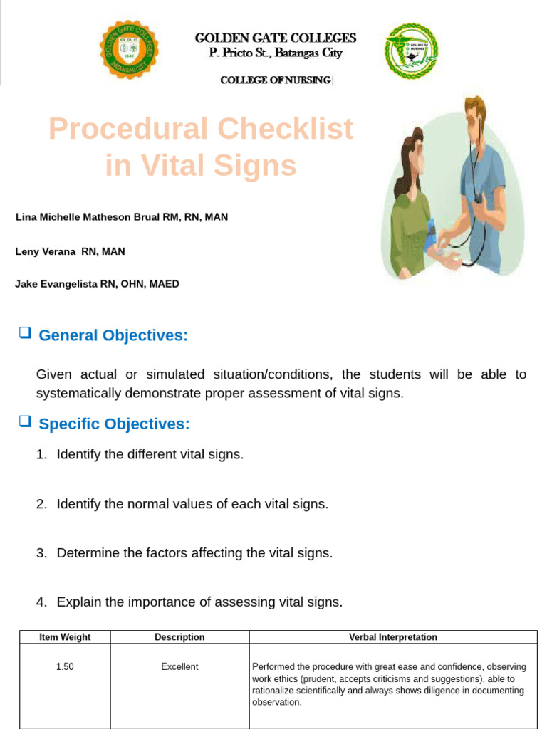 Vital Sign Checklist | PDF