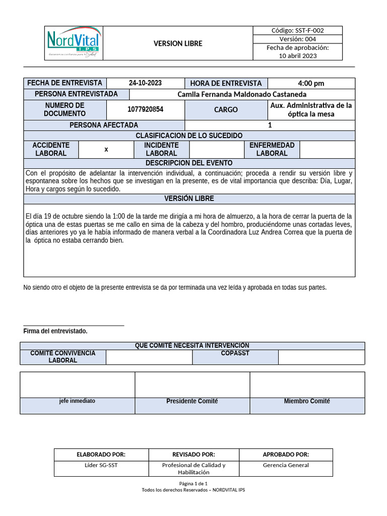 SST-F-002 VERSION LIBRE v4 | PDF