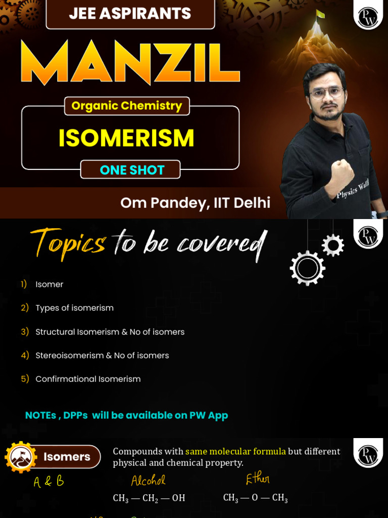 Isomerism - Class Notes (One Shot) - Manzil JEE 2024 | PDF