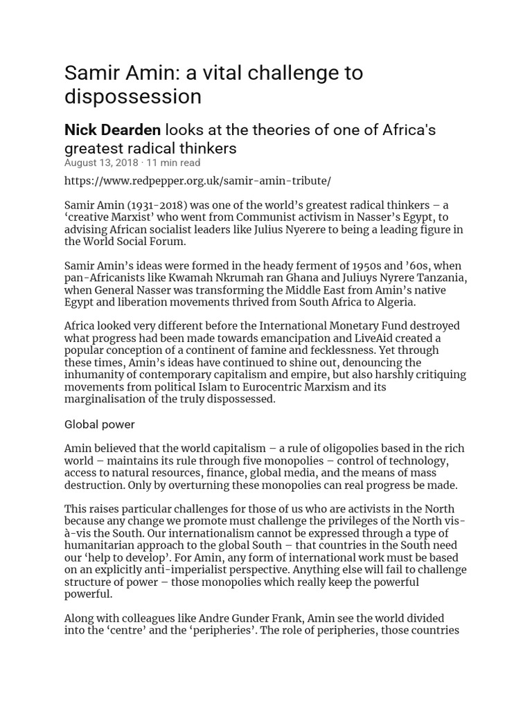 Samir Amin's Radical Anti-Imperialism | PDF | Marxism | Capitalism