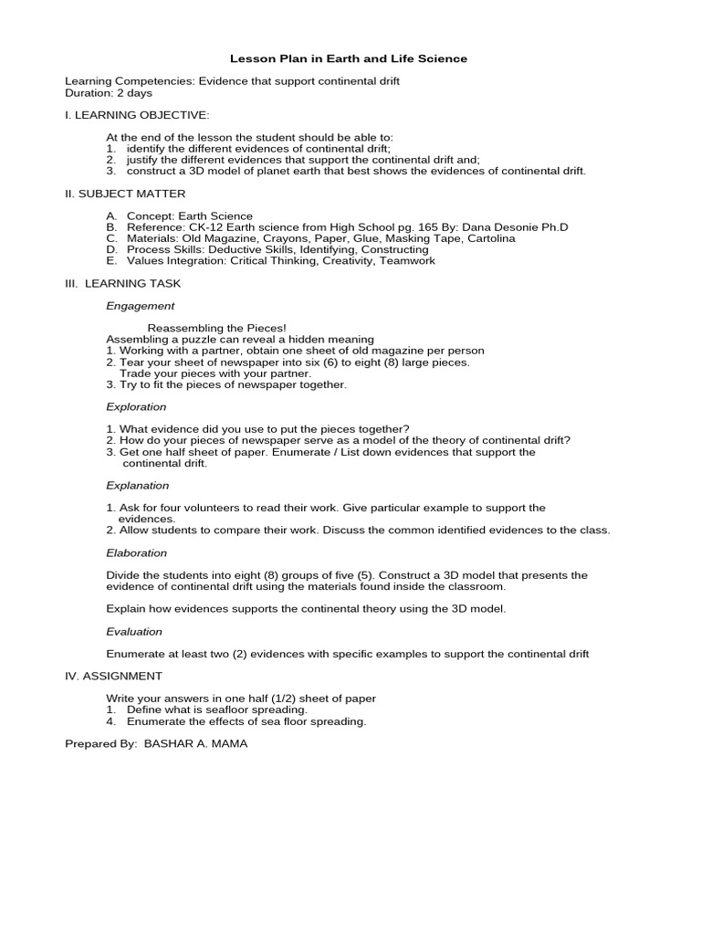 Lesson Plan in Earth and Life Science: Engagement | PDF