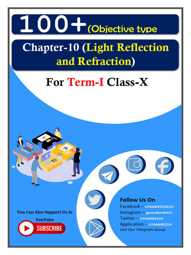 Light Reflection & Refraction Class 10 100 MCQs | PDF | Mirror | Optics