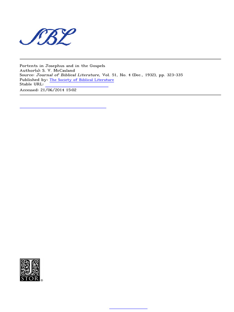 Portents in Josephus and in The Gospels | PDF