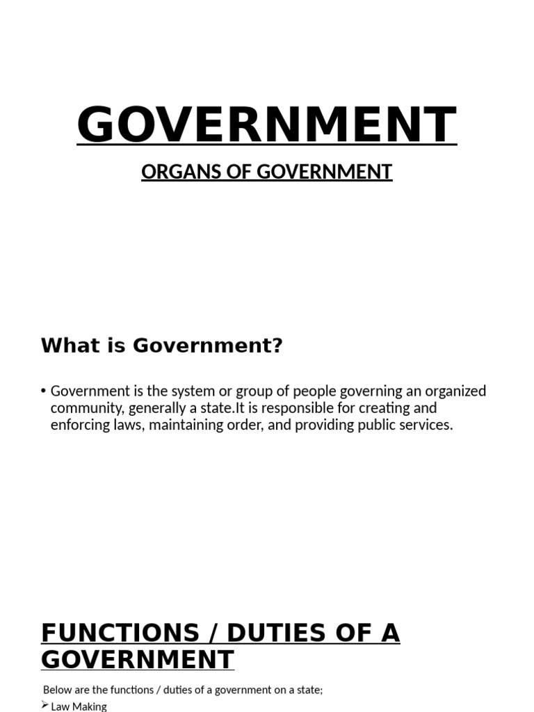 Government And Its Organs Pdf