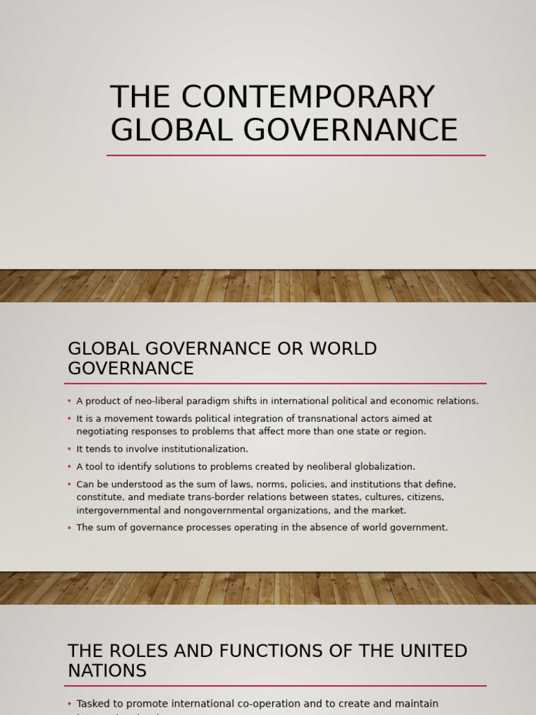 The Contemporary Global Governance | PDF