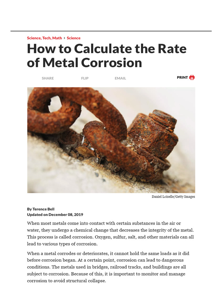 How To Calculate The Rate of Metal Corrosion | PDF