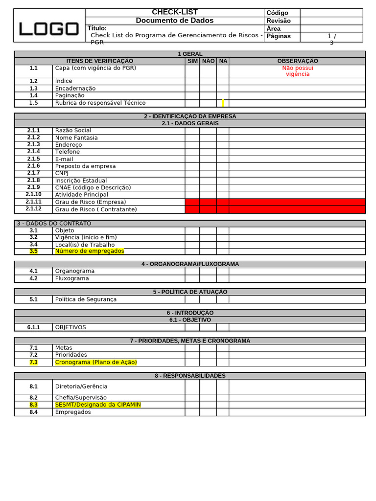 Check List Do Programa | PDF