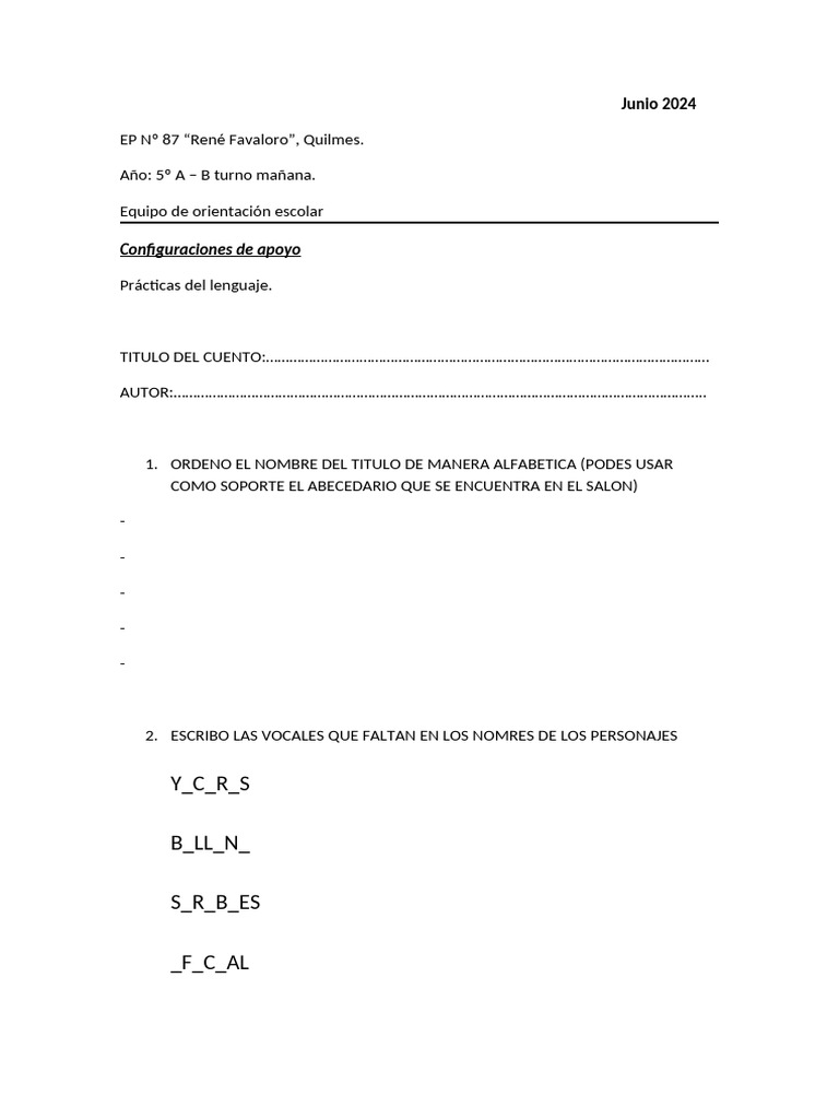 Actividades La Guerra de Los Yacares | PDF