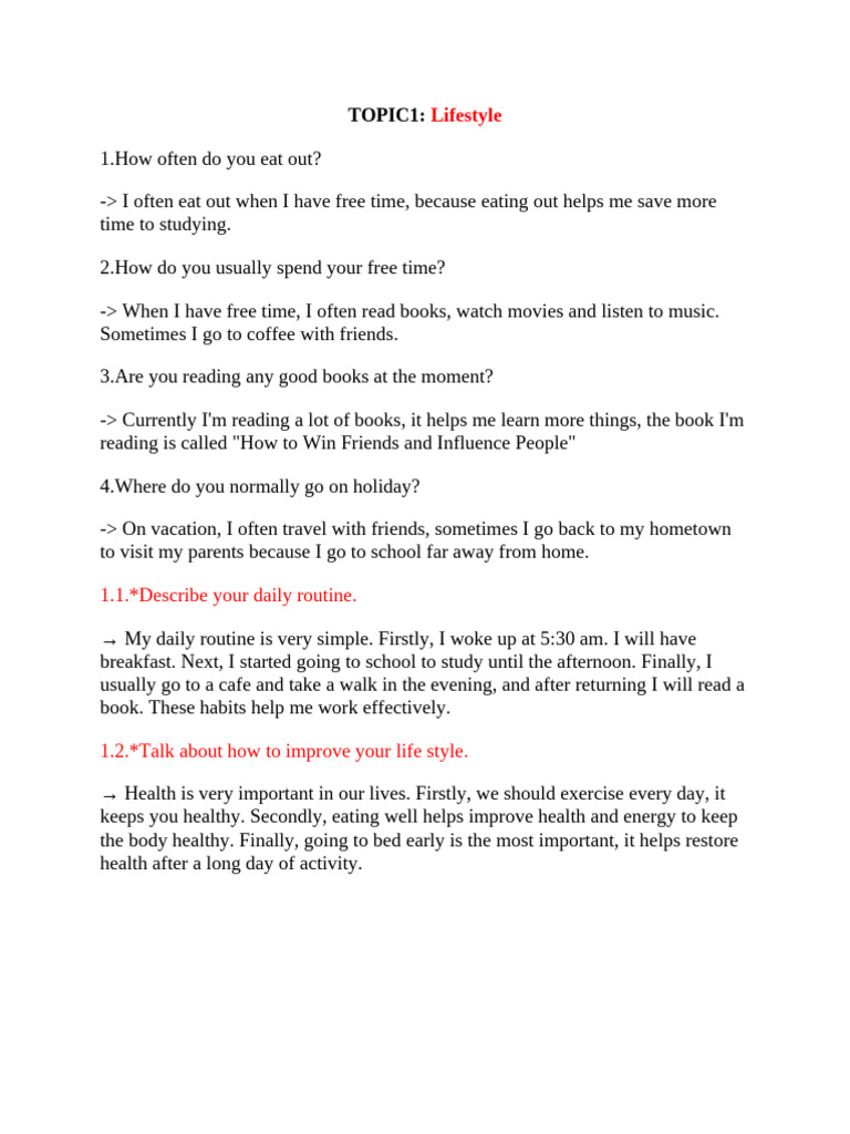 Topic1 Part1 Speaking | PDF