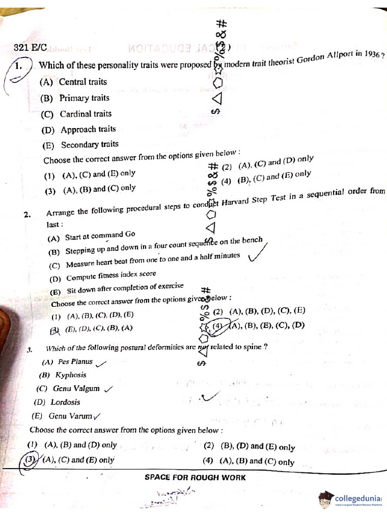 CUET 2024 Physical Education Question Paper Set C | PDF
