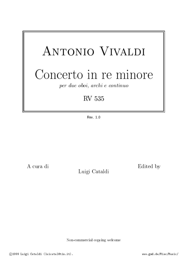 Vivaldi Concerto Oboe | PDF