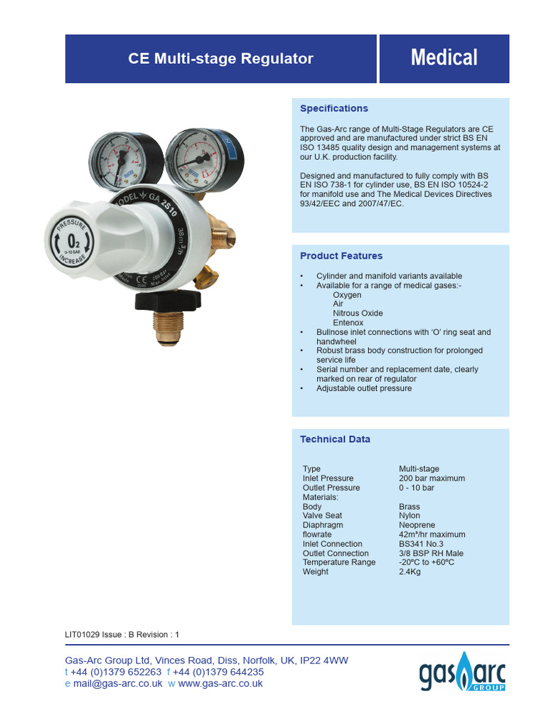 Gas Arc Medical Grade Regulator White | PDF