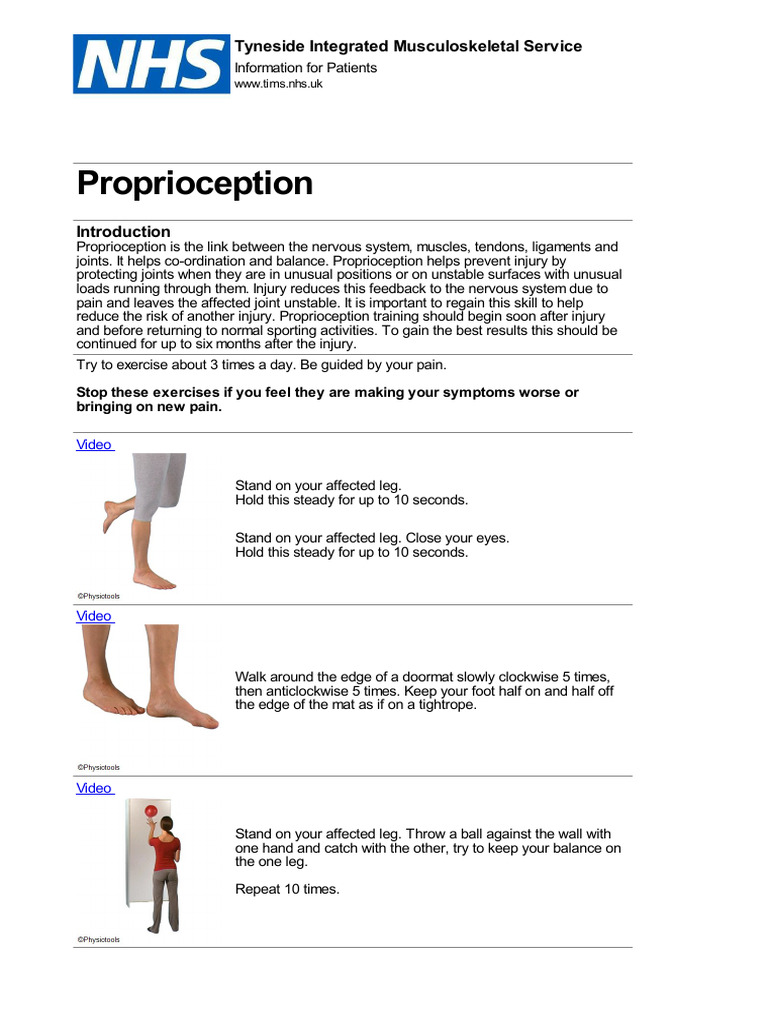 6.1 TIMS Proprioception | PDF