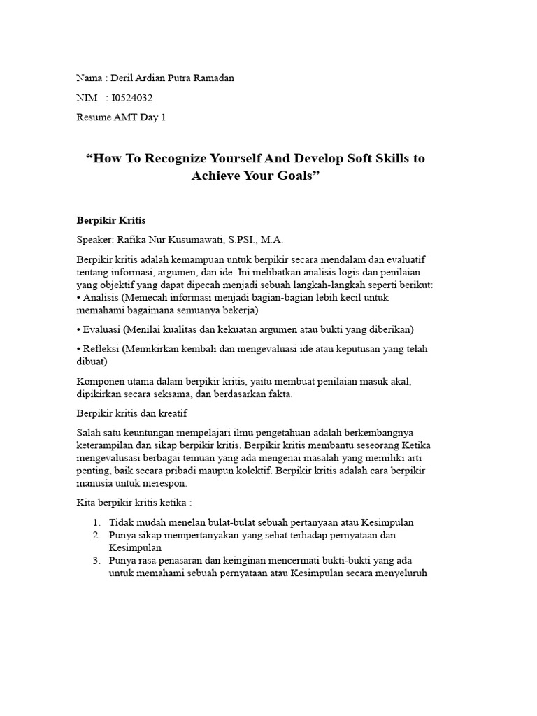 Deril Ardian - I0524032 - Resume Day 1 | PDF