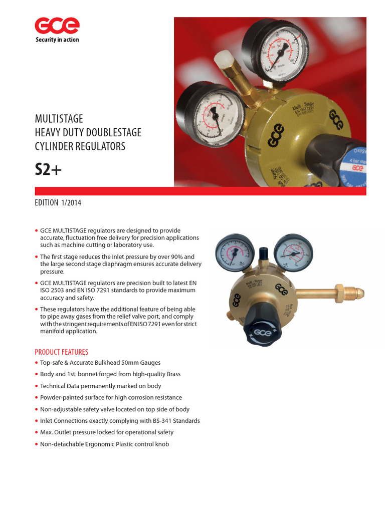 GCE Multistage Cylinder Regulators Catalog | PDF | Valve | Brass