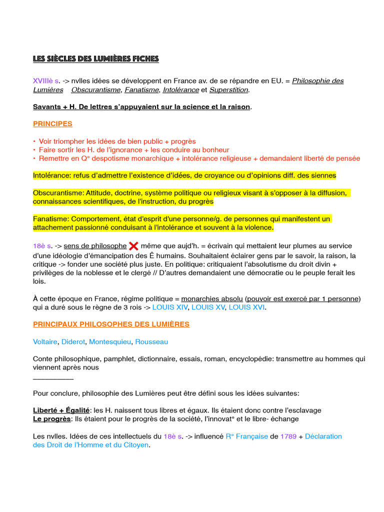 Les Siècles Des Lumières | PDF
