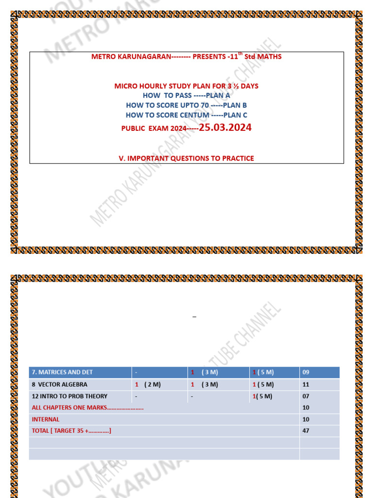 11 Hourly Study Plan 2024 | PDF