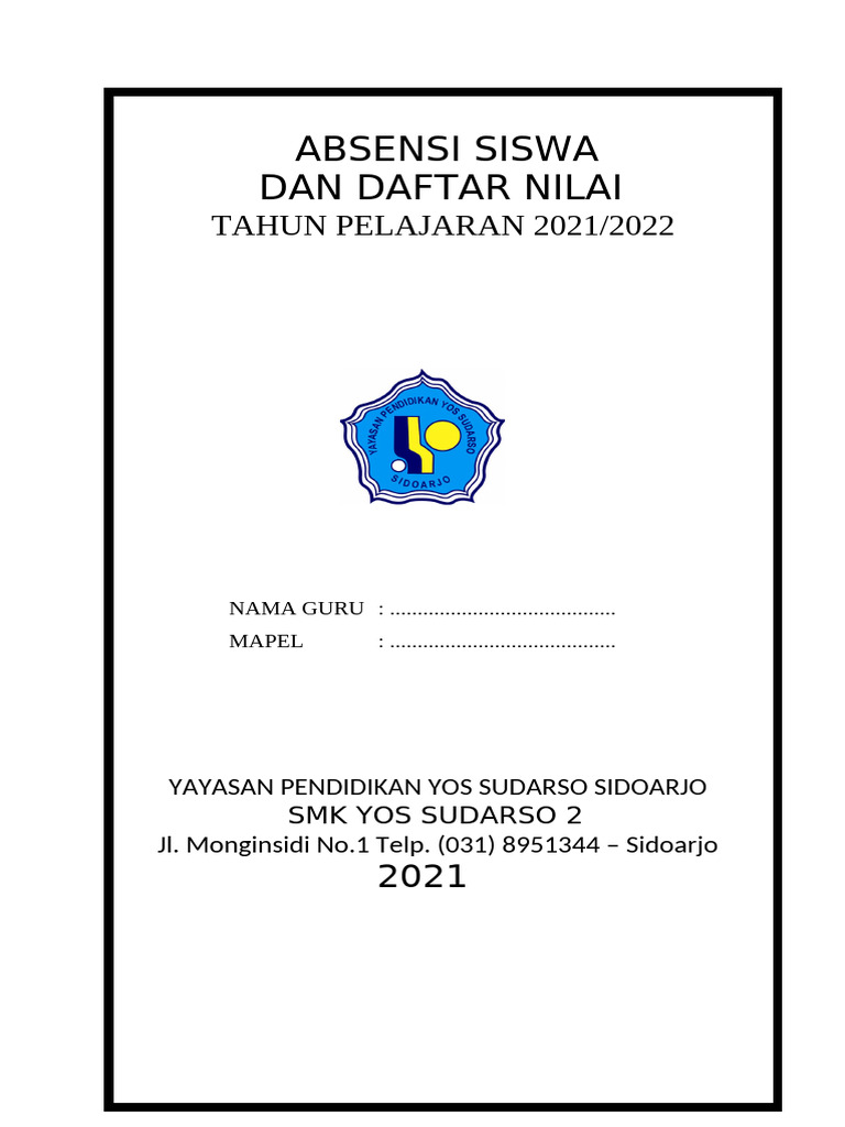 Cover Absen Dan Daftar Nilai | PDF