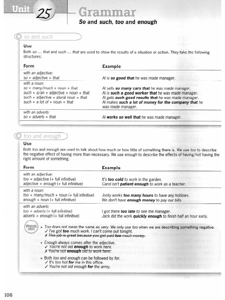 B1 Destinations GR Unit 25 (So Such Too Enough) | PDF