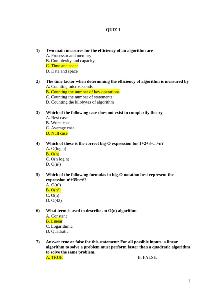 Quiz 1-Introduction | PDF