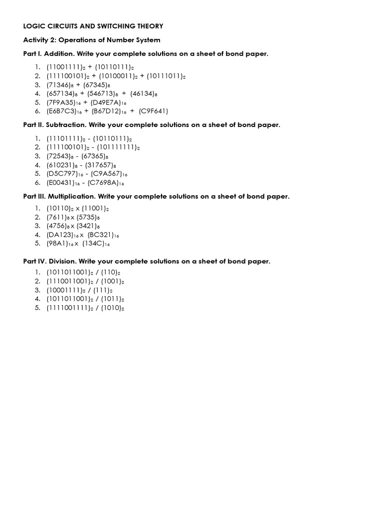 Activity 2 Logic Circuits and Switching Theory | PDF
