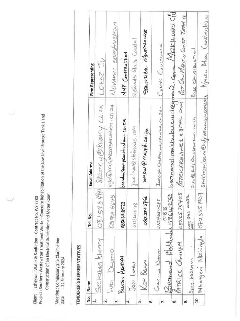 WS7780 Attendance Register - Clarification Meeting | PDF
