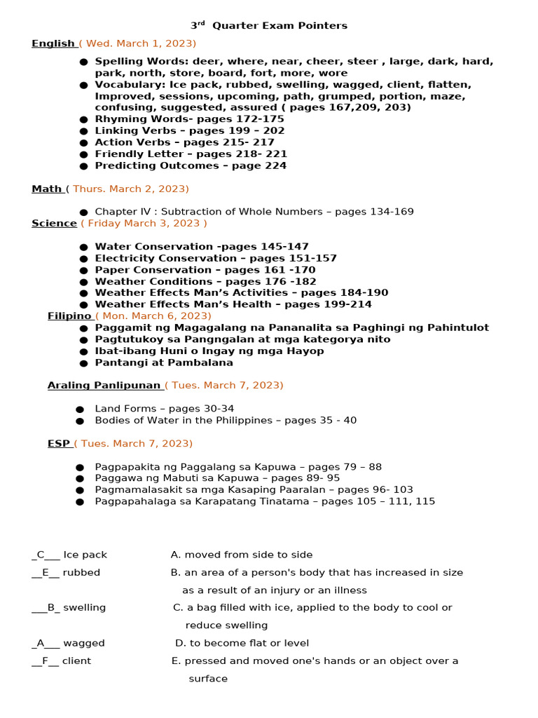 G2-3rd-Quarter-Exam-Pointers | PDF