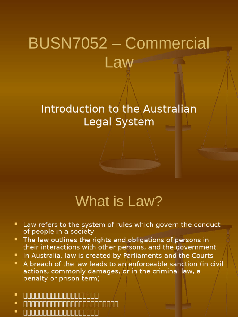 Lecture Week 1 - Introduction To Australian Legal System | PDF