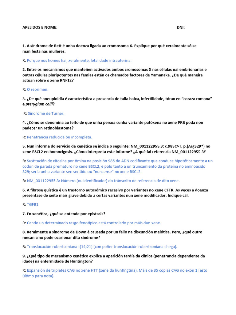 Exame Bases de La Enfermedad USC 2023 Mayo | PDF