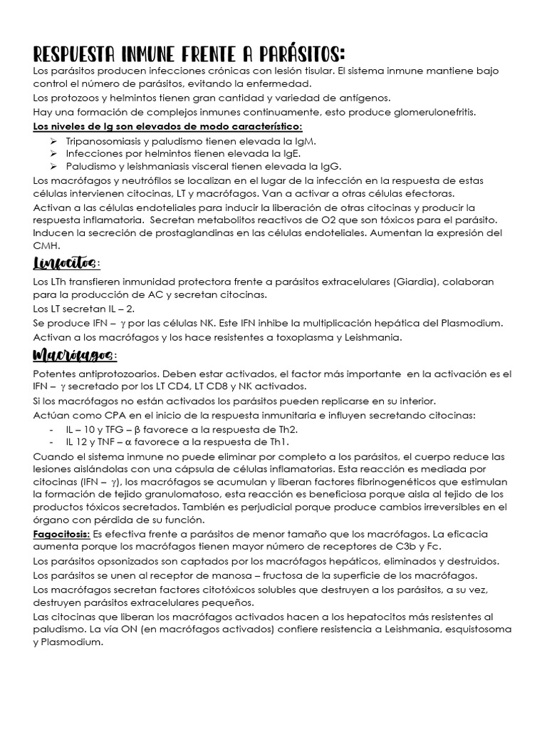 Respuesta Inmune Frente A Parásitos y Hongos | PDF
