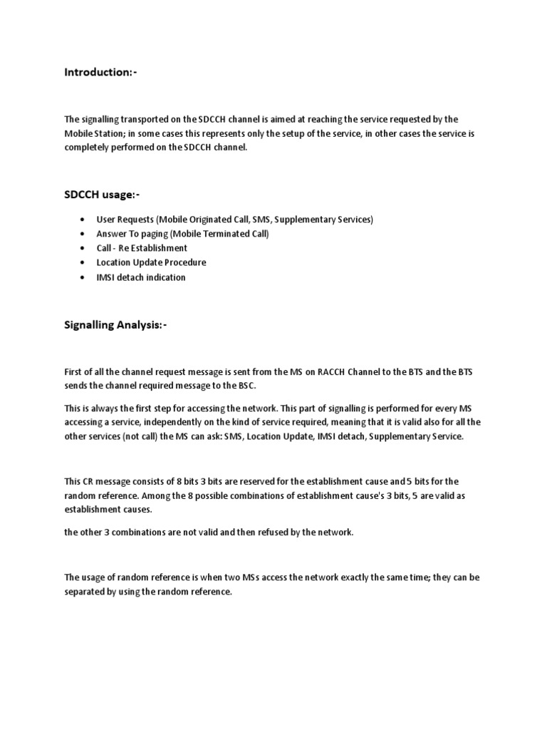 SDCCH Study - Uses, Signalling Analysis, Drop Reasons and Solutions | PDF